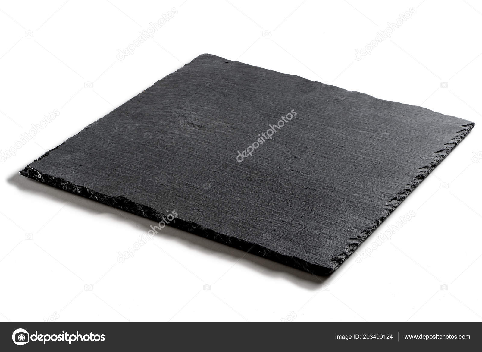Square Empty Plate Black Slate Isolated White Background Stock Photo by ...