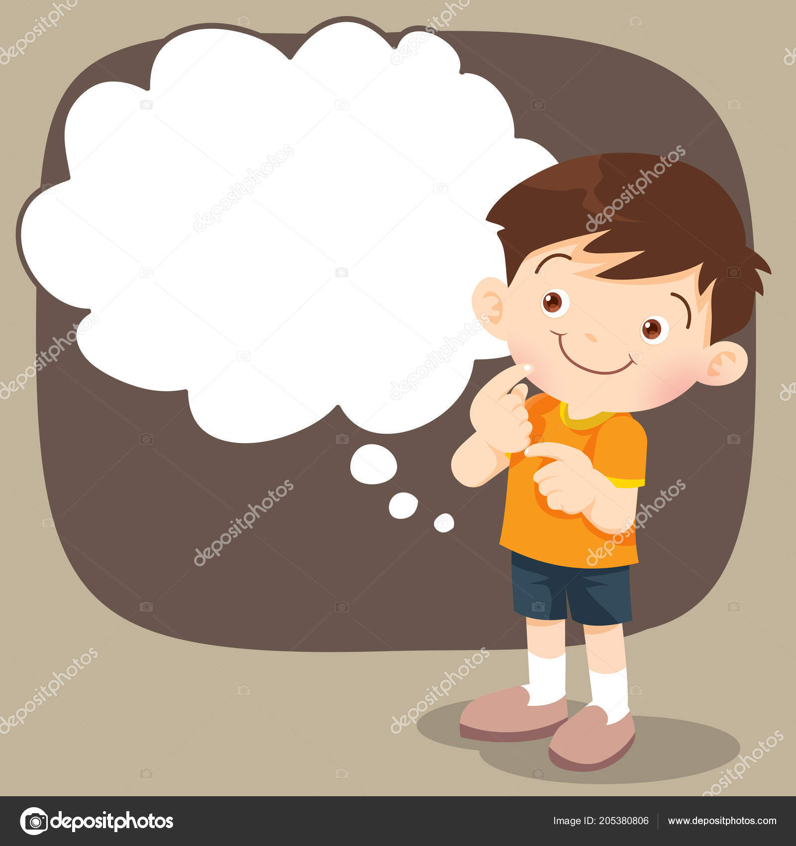 Children Boy Stand Thinking Actions Space Your Text Education Concept ...