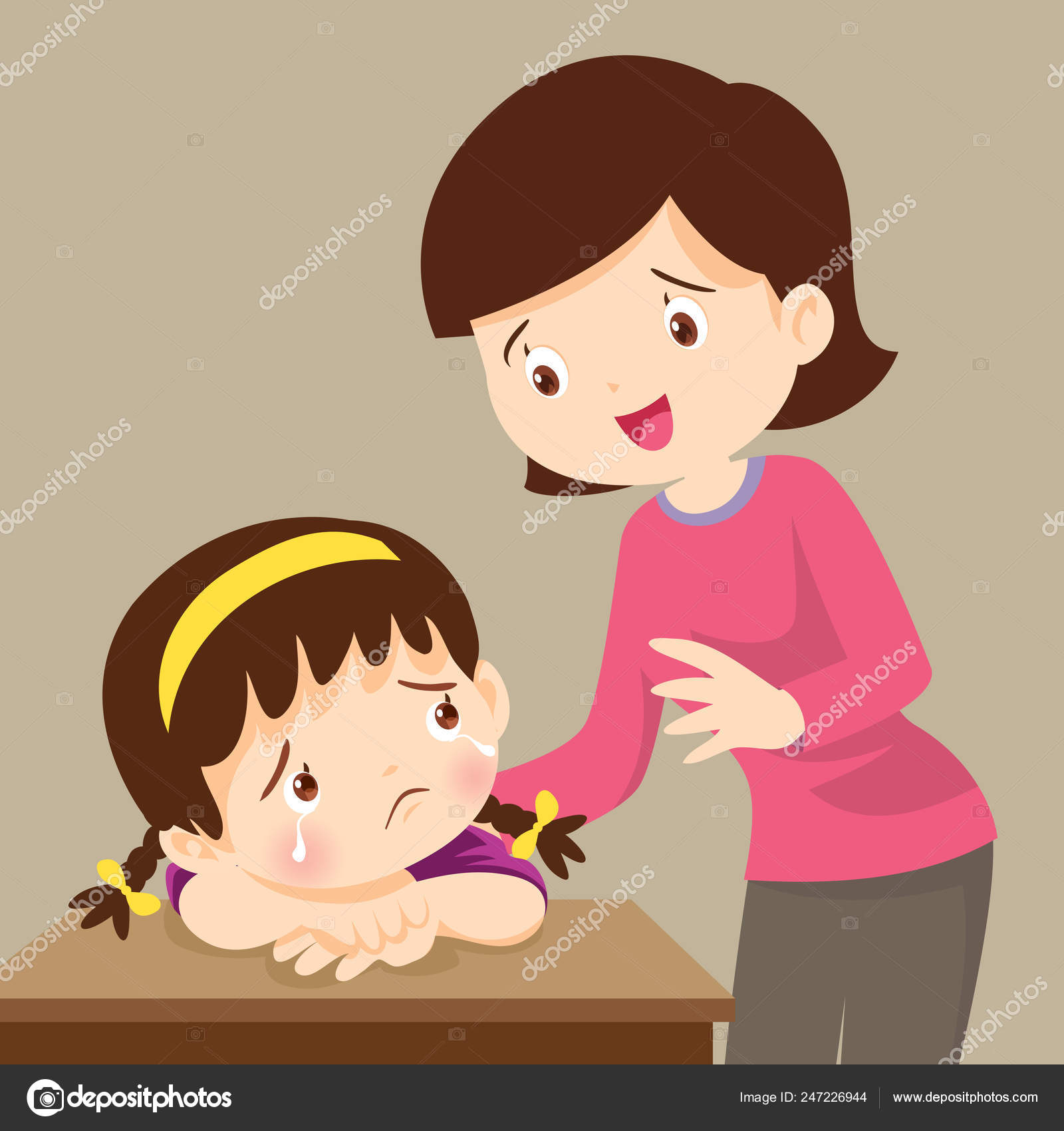 Traurige Mutter Cartoon