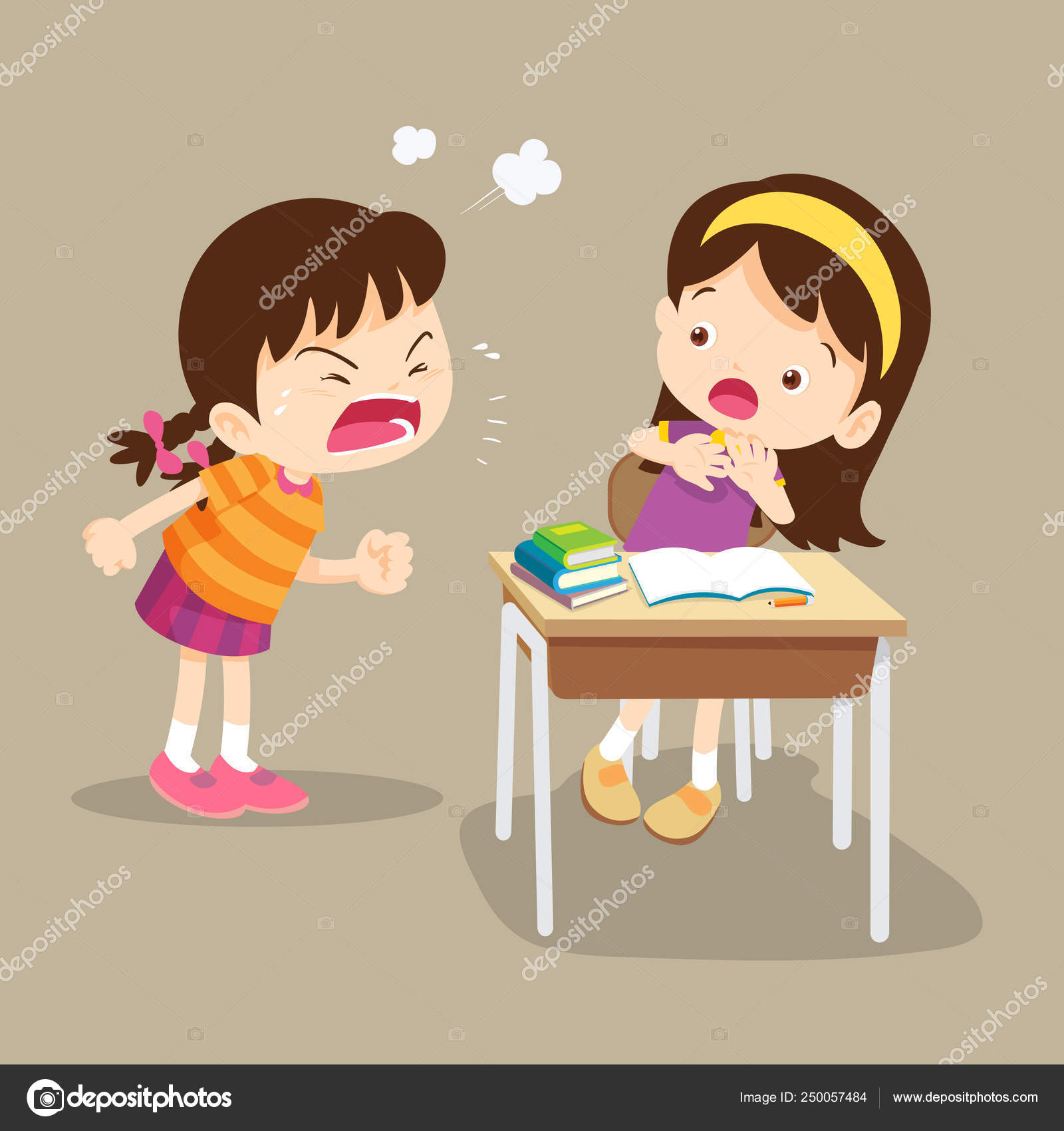 Enojado chico gritando a amigo Vector de stock #250057484 de ©watcartoon