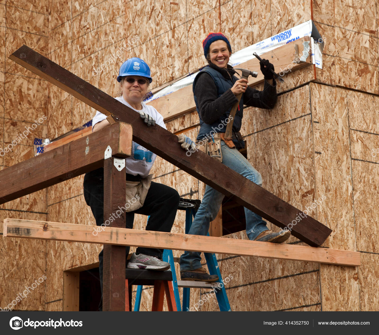 Oakland, Calif - Jan 8, 2011: Volunteers help to build new homes for ...