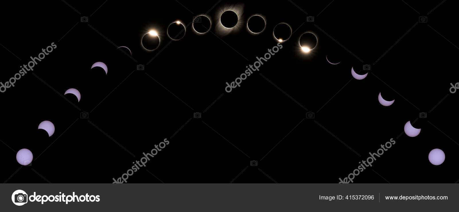 Total Solar Eclipse Sequence From Full Sun Through Totality And Back Stock Photo by ©mindstorm ...