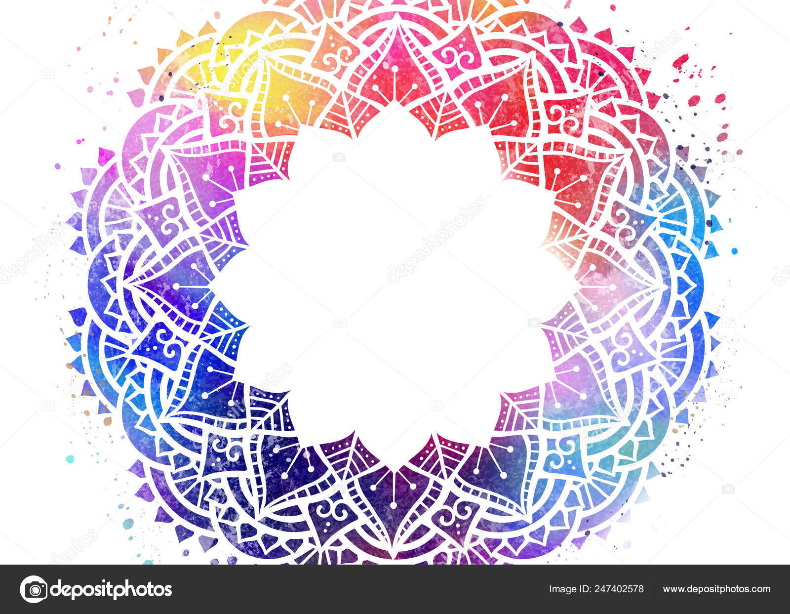 Colorful Watercolor Rangoli Design White Background Stock Vector by ...