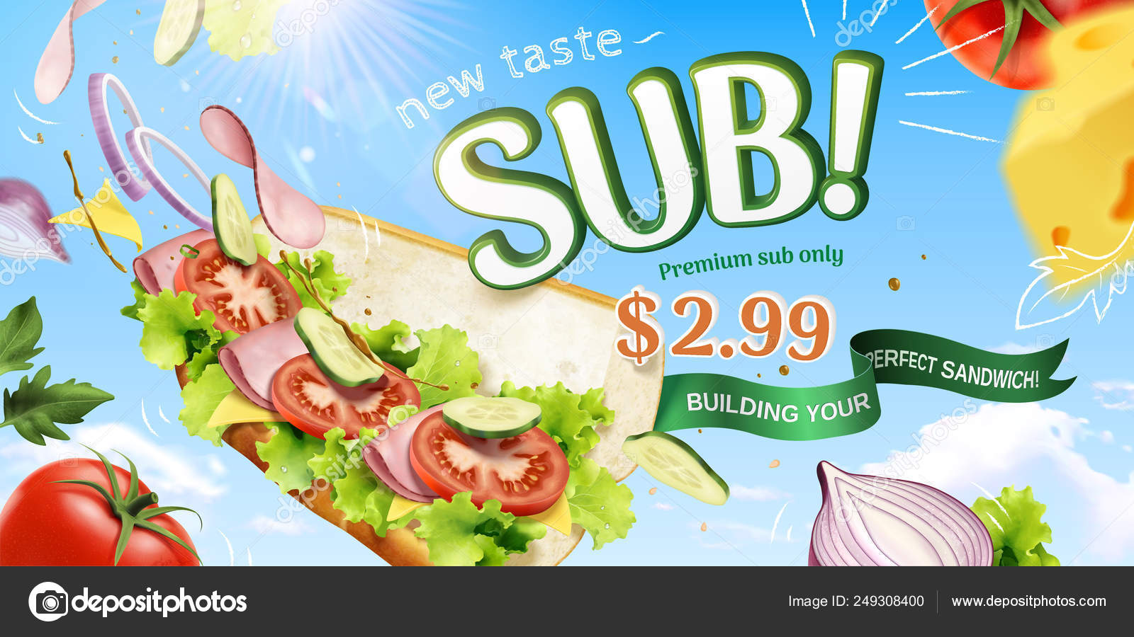 Submarine sandwich ads Stock Vector Image by ©HstrongART #249308400