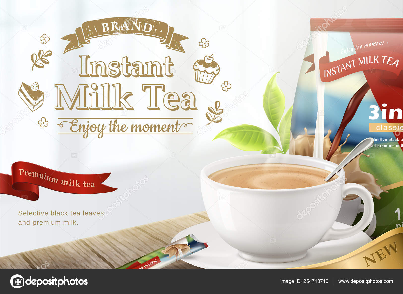 Instant milk tea ads Stock Vector by ©HstrongART 254718710