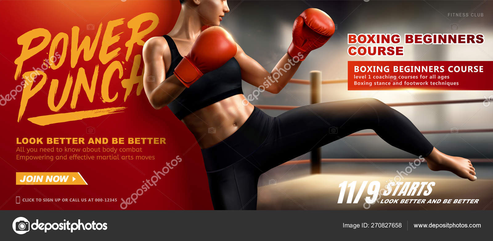 Boxing course banner Stock Vector by ©HstrongART 270827658