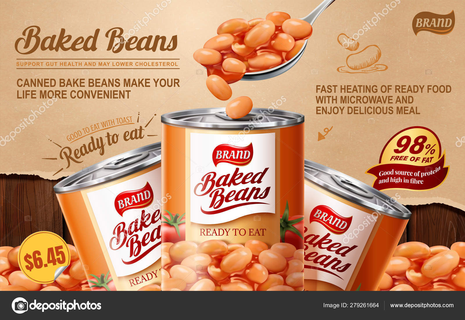 Baked beans tin ads Stock Vector Image by ©HstrongART #279261664