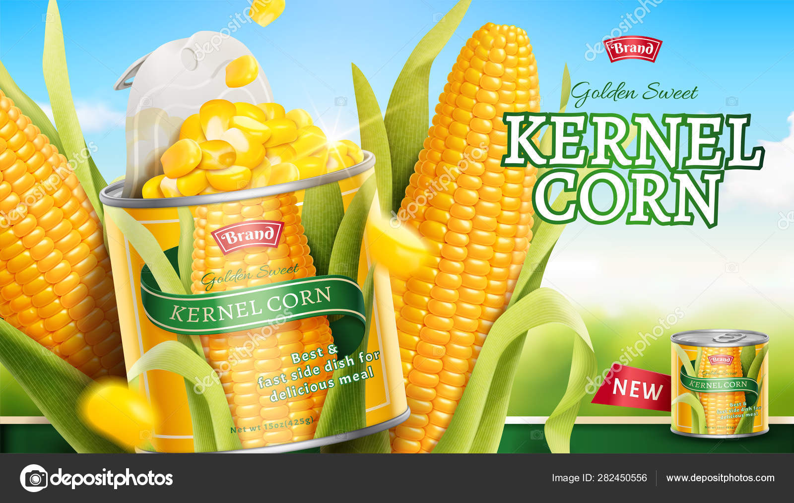 Premium kernel corn can ads Stock Vector Image by ©HstrongART #282450556