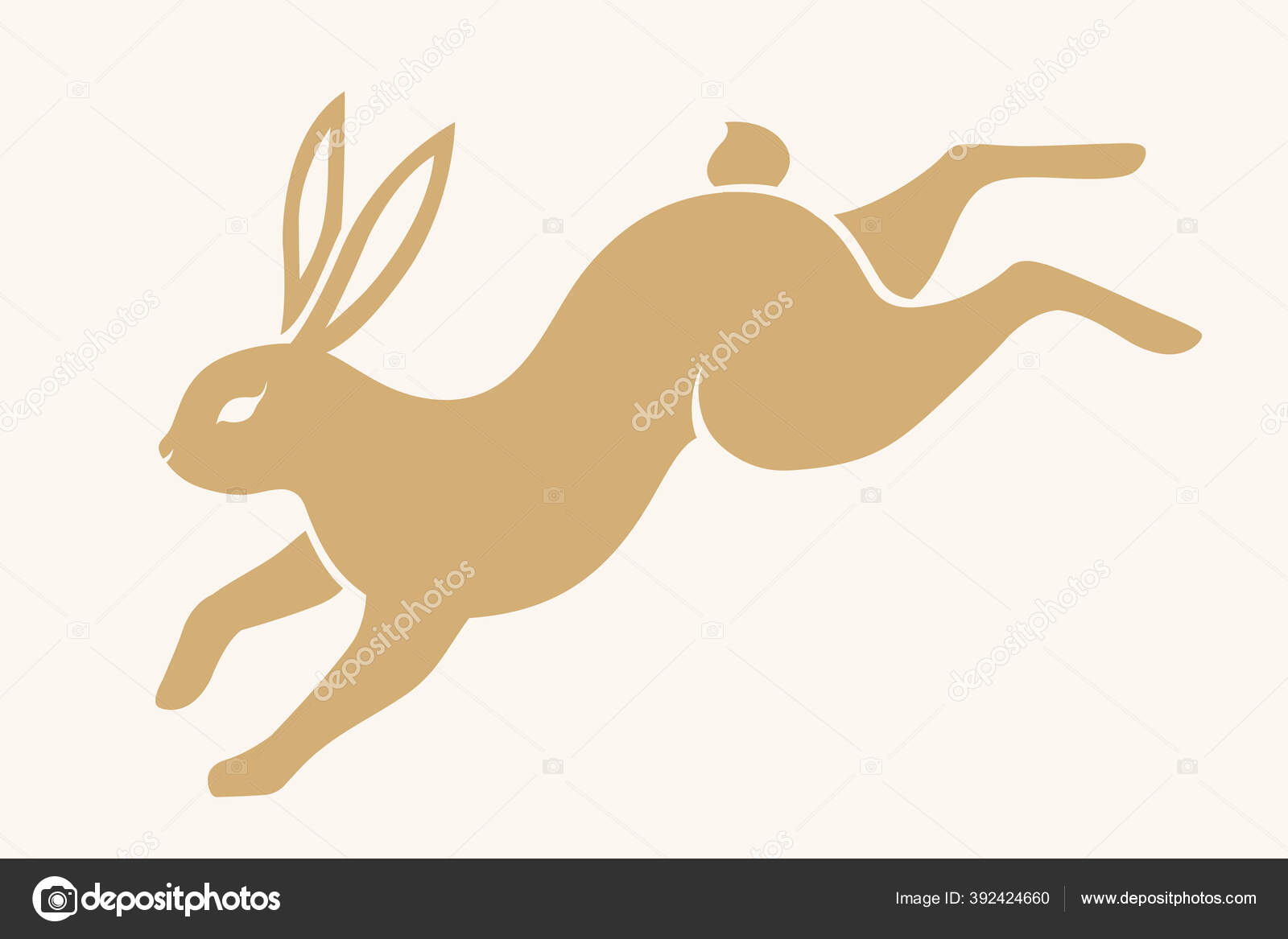 Hopping Rabbit Silhouette Isolated White Background Element Mid Autumn ...