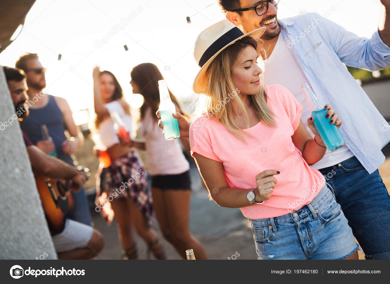 Group Happy Smiling Friends Having Party Rooftop Stock Photo by ©nd3000 ...