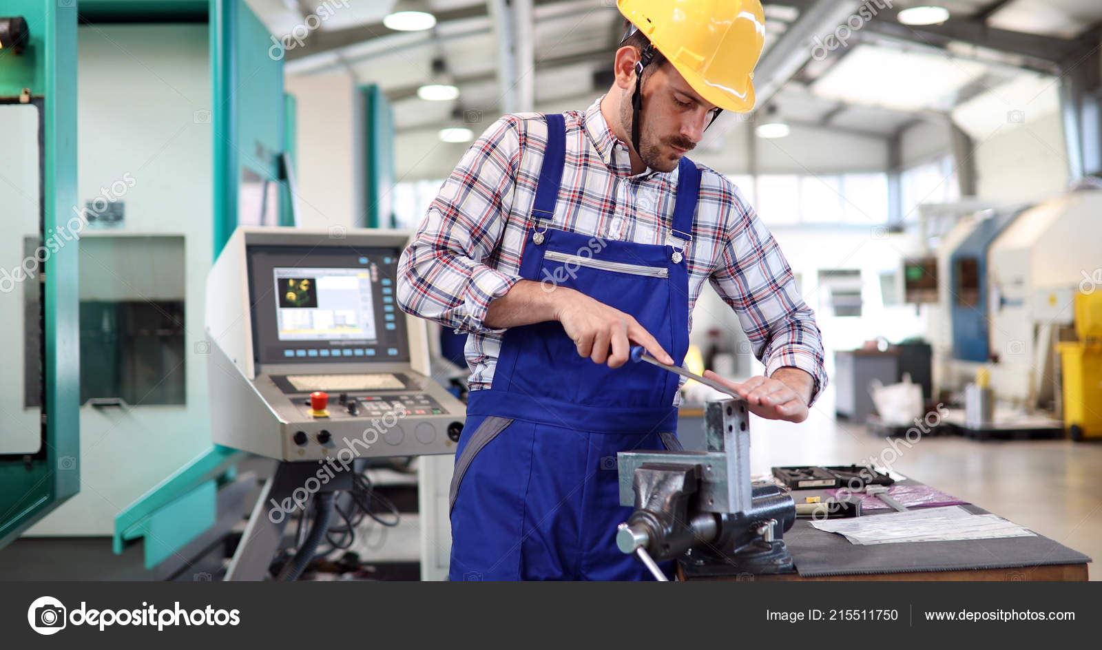 Male Worker Quality Control Inspection Metal Industry Factory — Stock ...