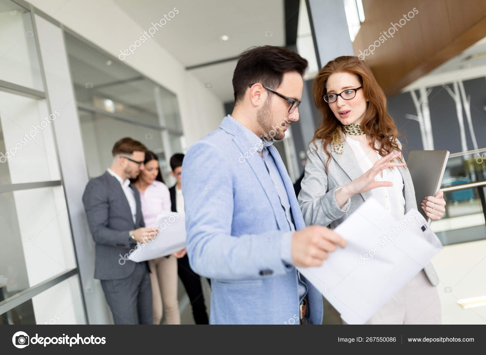 Group Business People Collaborating Project Office Stock Photo by ...
