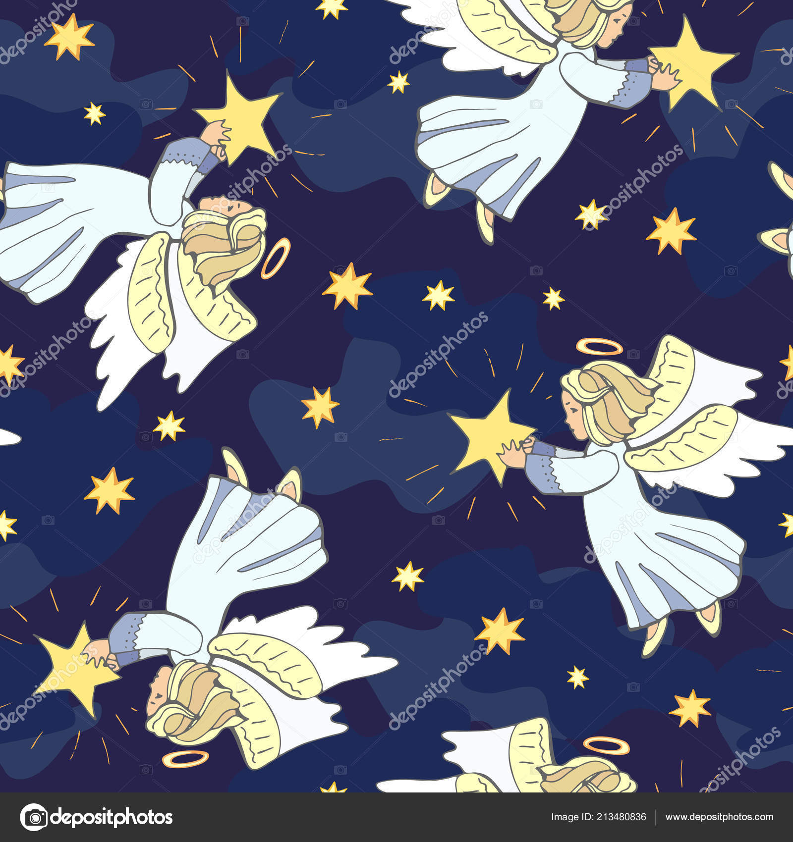 Christmas Seamless Pattern Angels Stars Sky — Stock Photo © svianola ...