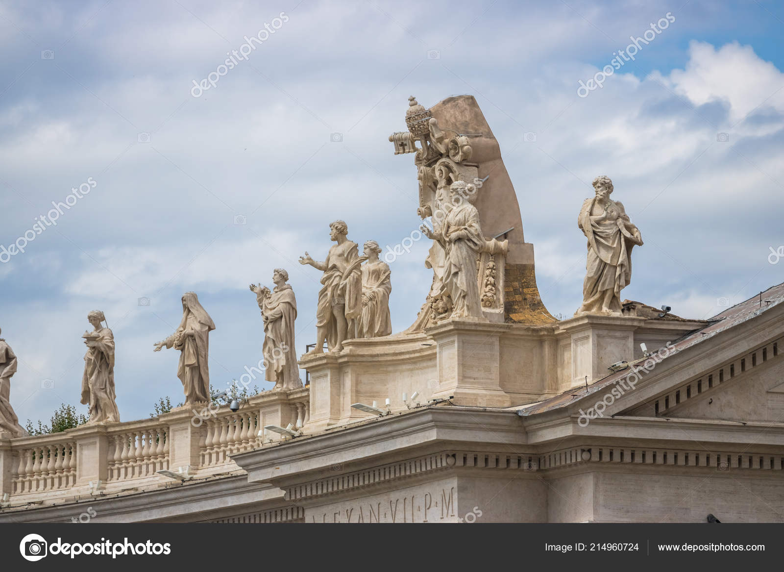 Rome Italy 2018 Apostles Stone Sculptures Roof Saint Peter Basilica ...