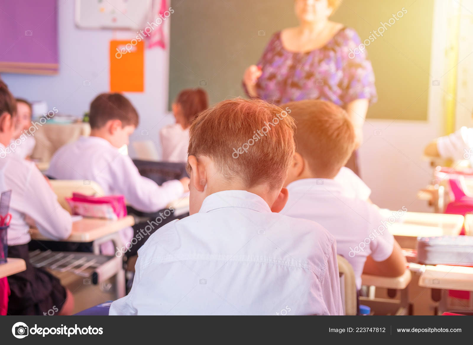 Children Actively Participate Class Read Listen Teacher — Stock Photo ...