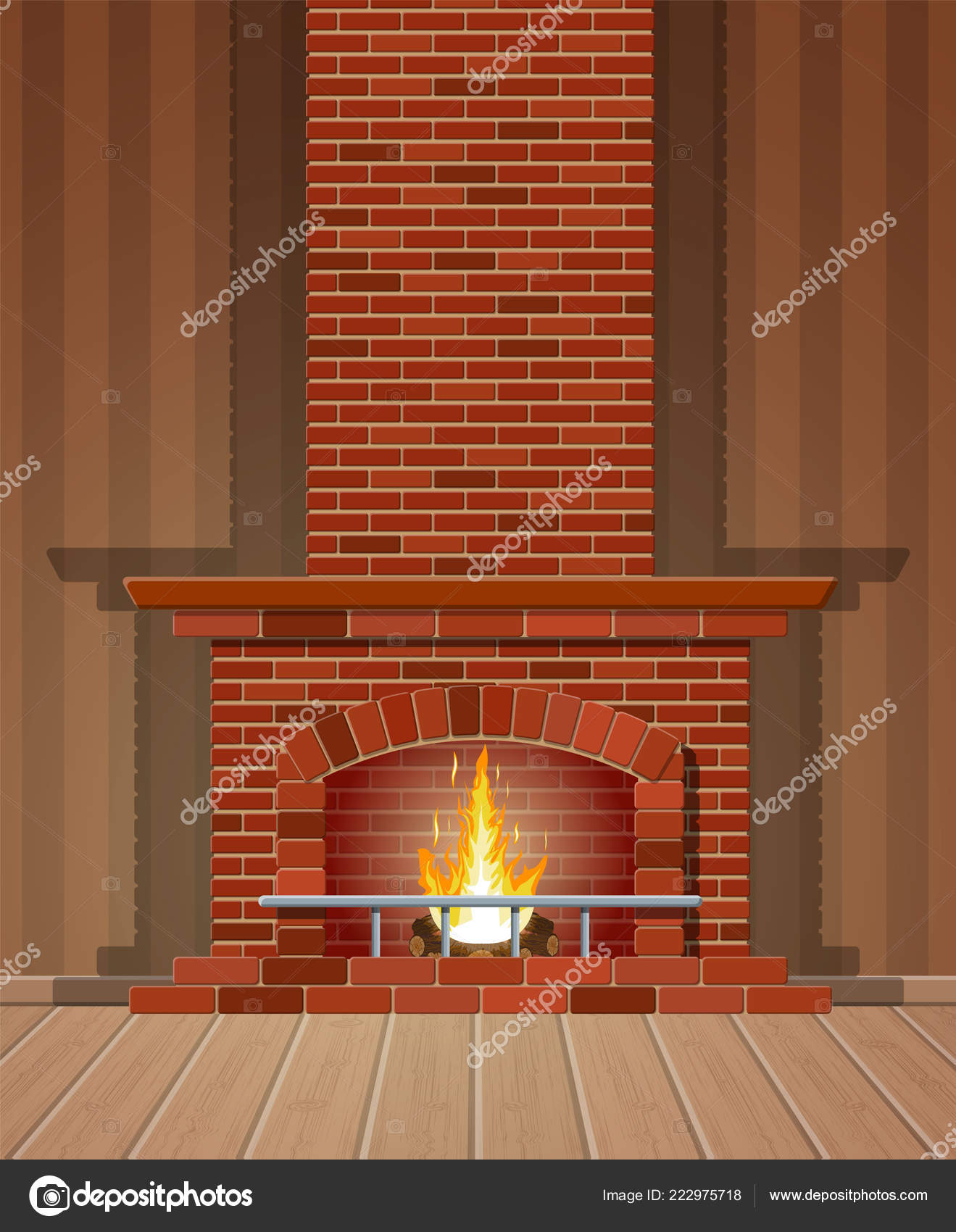 Cartoon Brick Fireplace