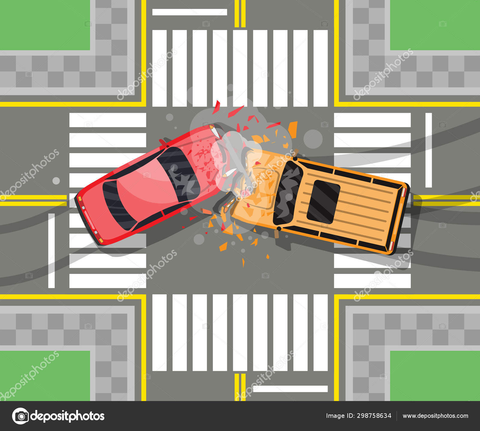 Road accident between two cars. — Stock Vector © abscent #298758634