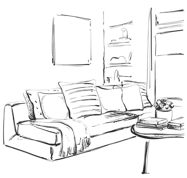 Hand drawn room interior. Furniture sketch. Stock Vector by ©Yuliia25 ... Hand drawn room interior. Furniture sketch. Stock Vector by ©Yuliia25 ...