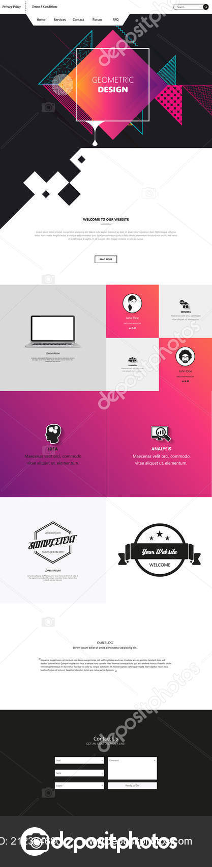 One Page Website Your Business Abstract Colorful Geometric Header ...