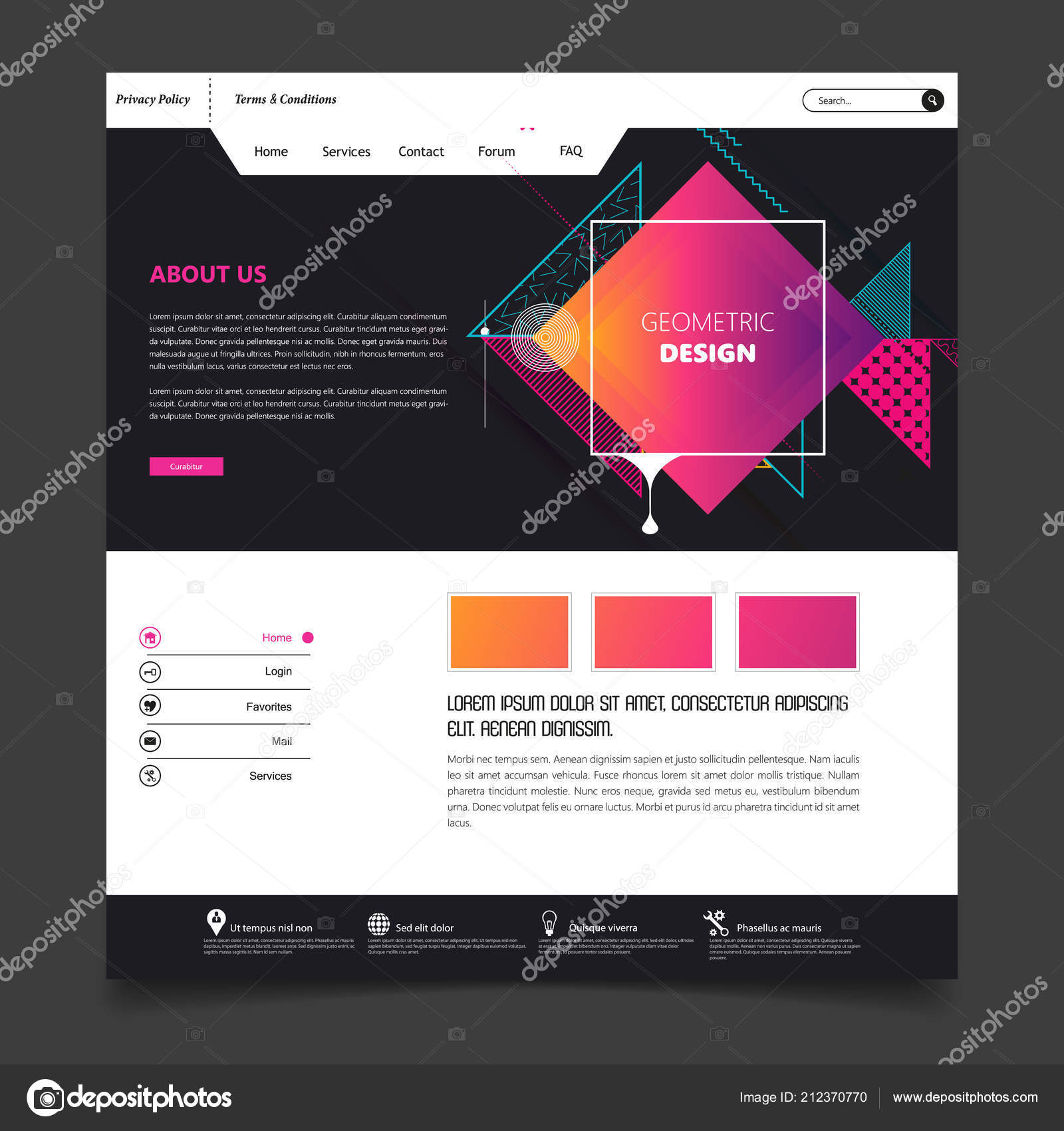 One Page Website Your Business Abstract Colorful Geometric Header ...