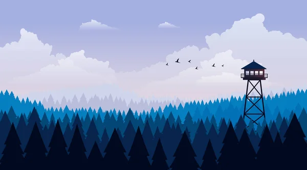 Vector Art Landscape Fire Lookout Tower ⬇ Vector Image by © Droidworker ...