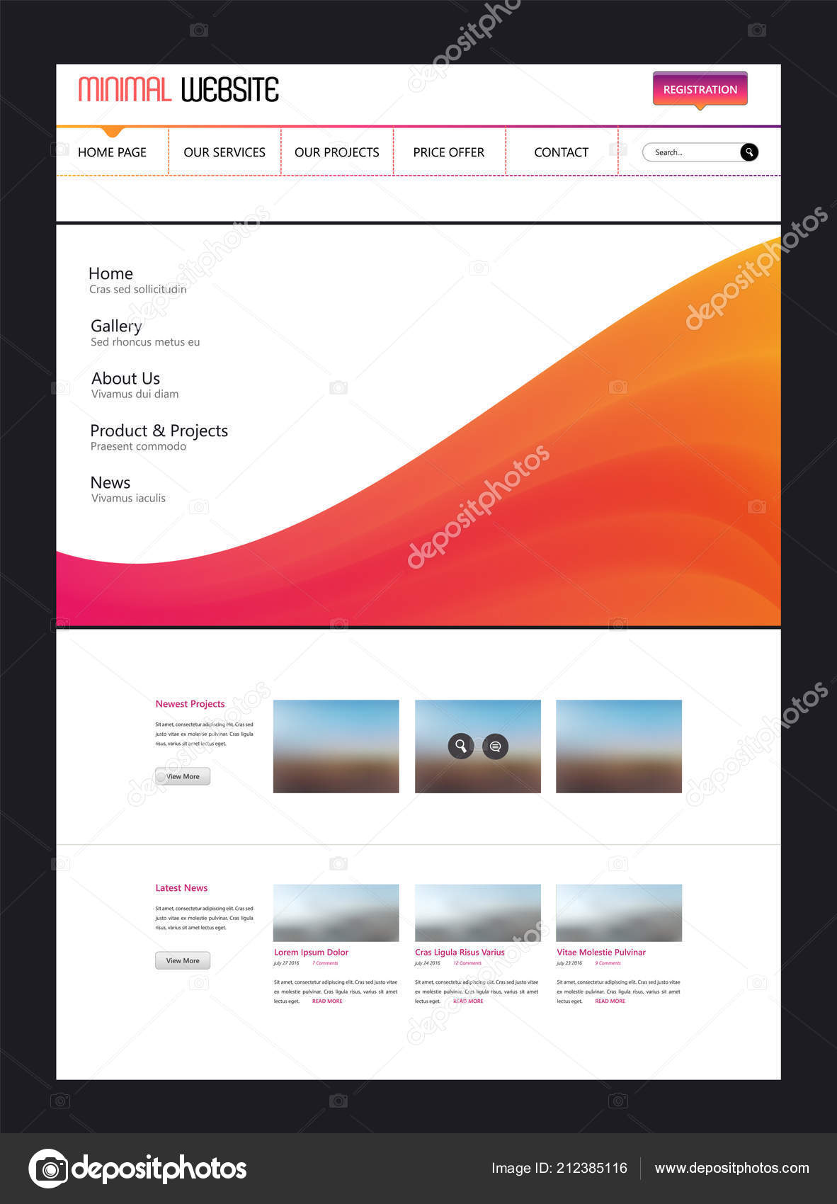 Website Template Icons Headers Vector Elements Your Design Stock Vector ...