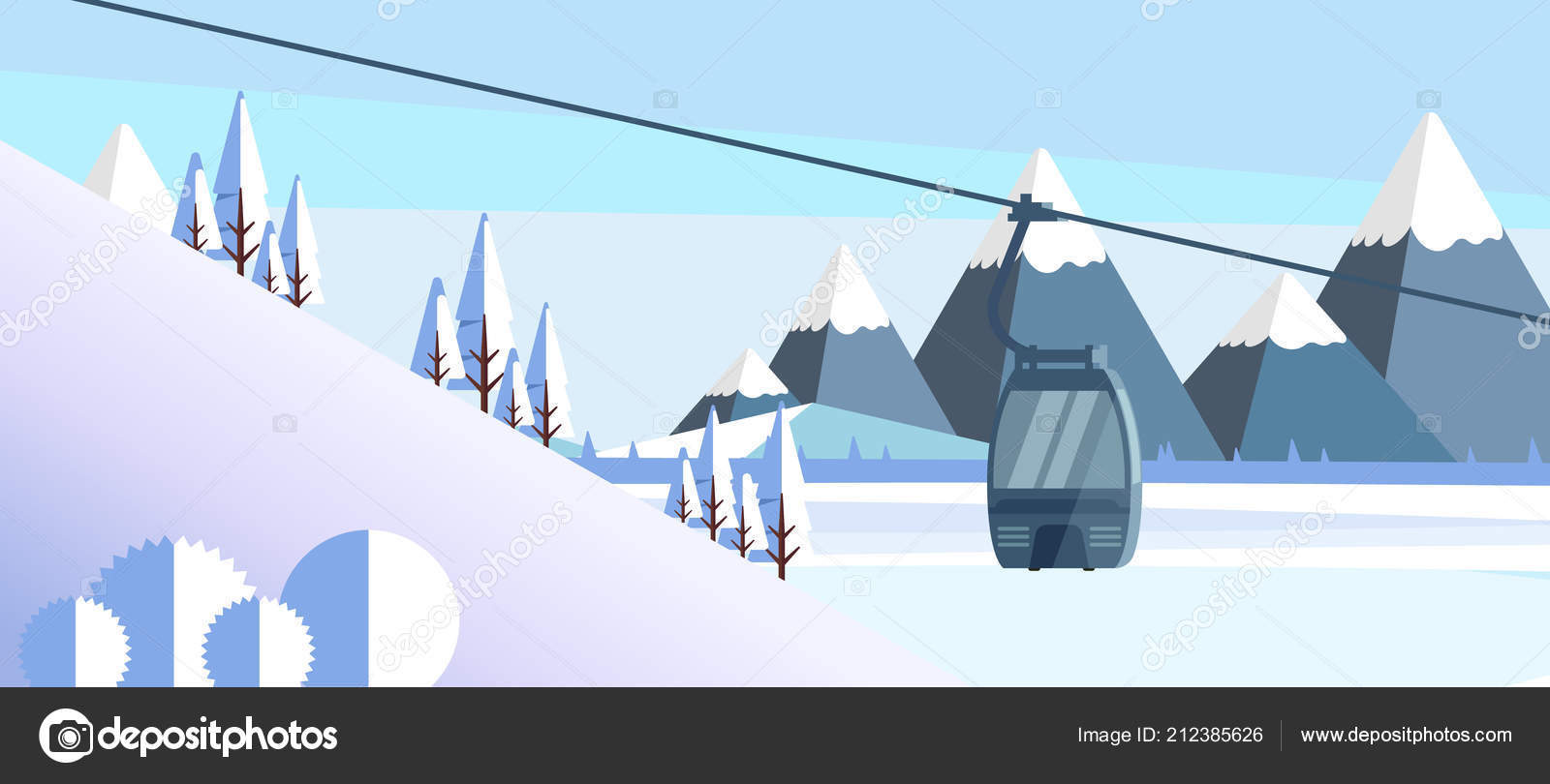 Cable Car Transportation Rope Way Mountain Hill Nature Winter ...