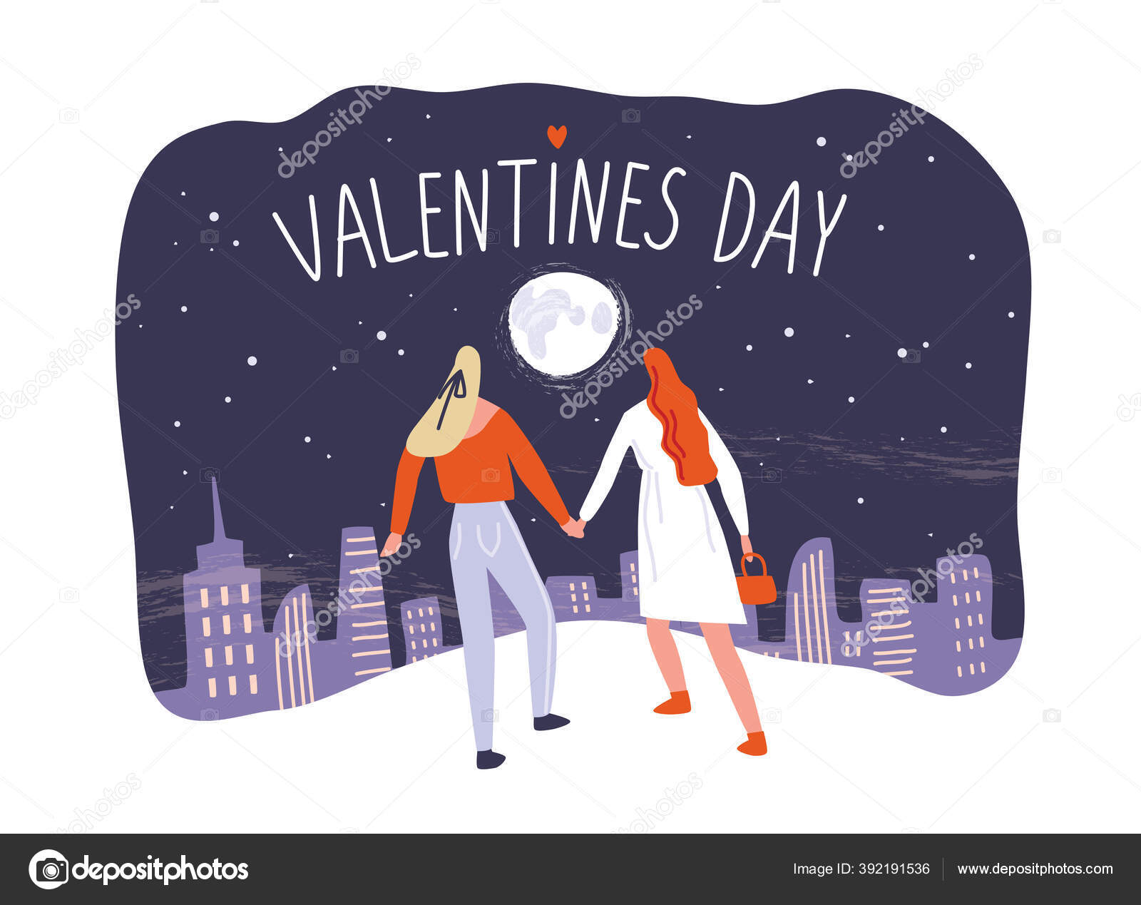 Two Women Walking Together Saint Valentine's Day Card Feast Saint Stock ...