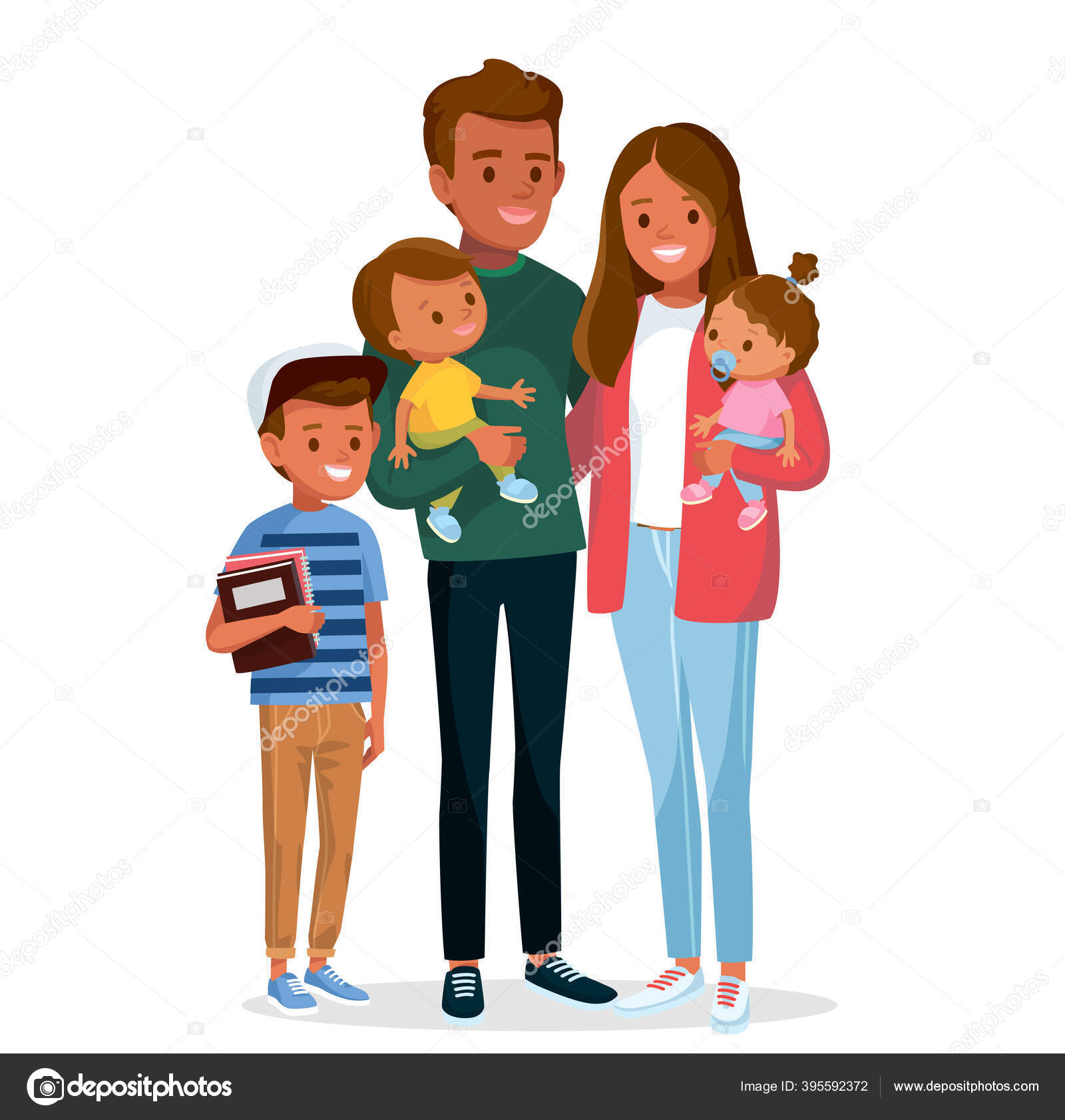 Family Of Five Cartoon