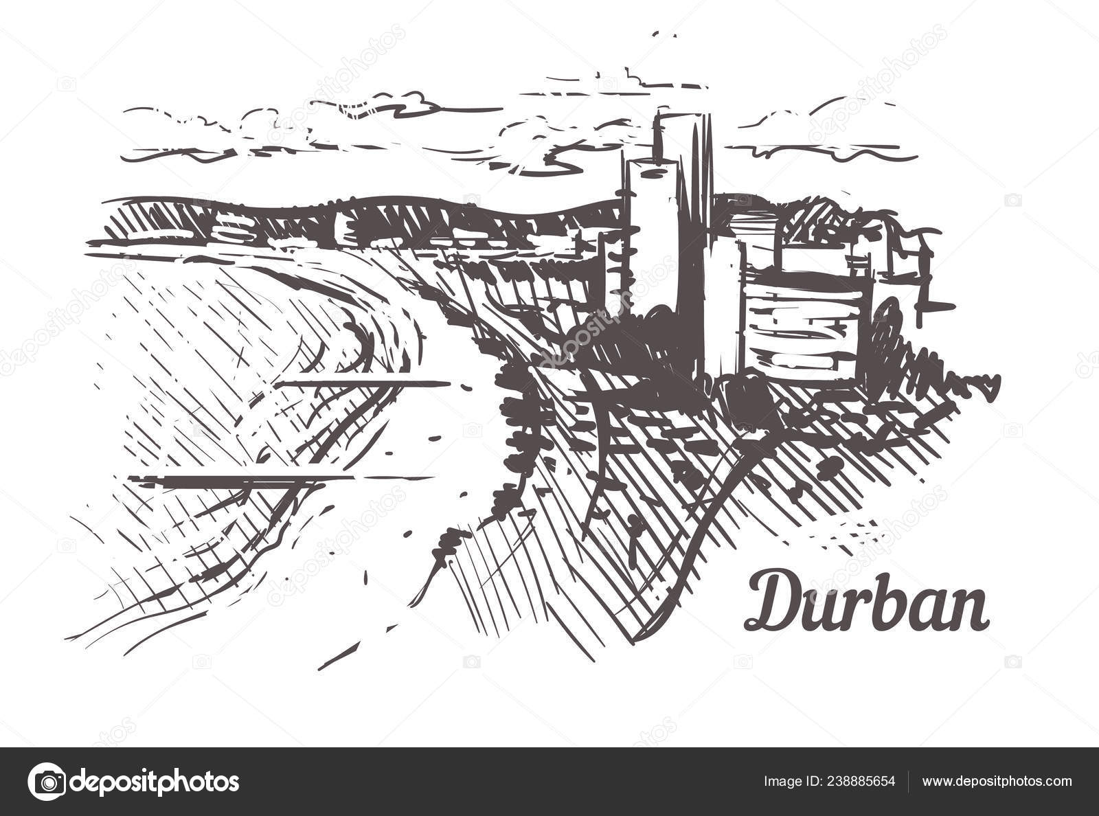 Durban Hand Drawn Sketch Vector Illustration Isolated White Background ...