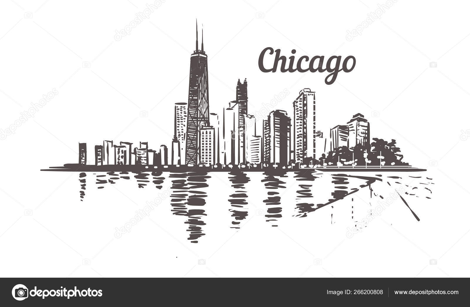 Simple Chicago Skyline Drawing