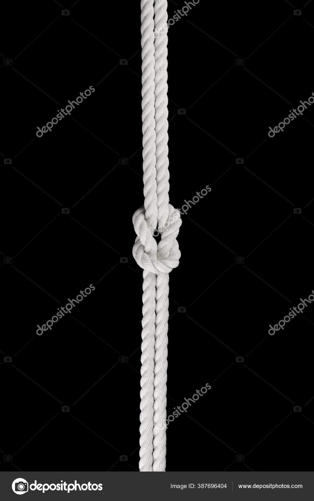 White Ship Ropes Connected Reef Knot Isolated Black — Stock Photo ...