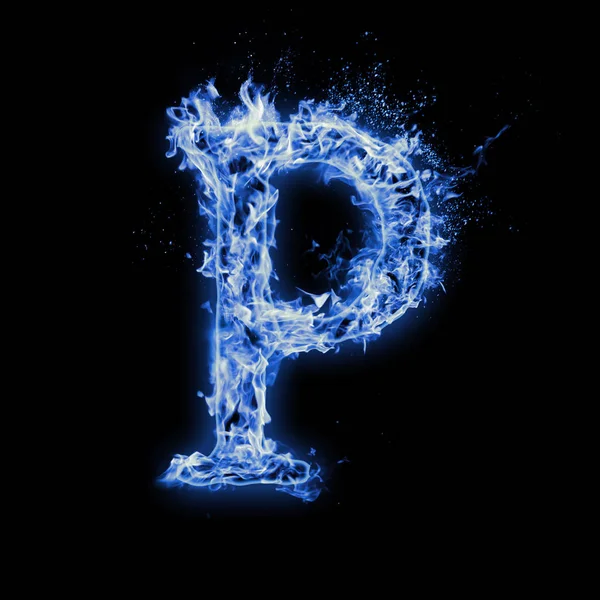 Letter Blue Fire Flames Black Isolated Background Realistic Fire Effect ...
