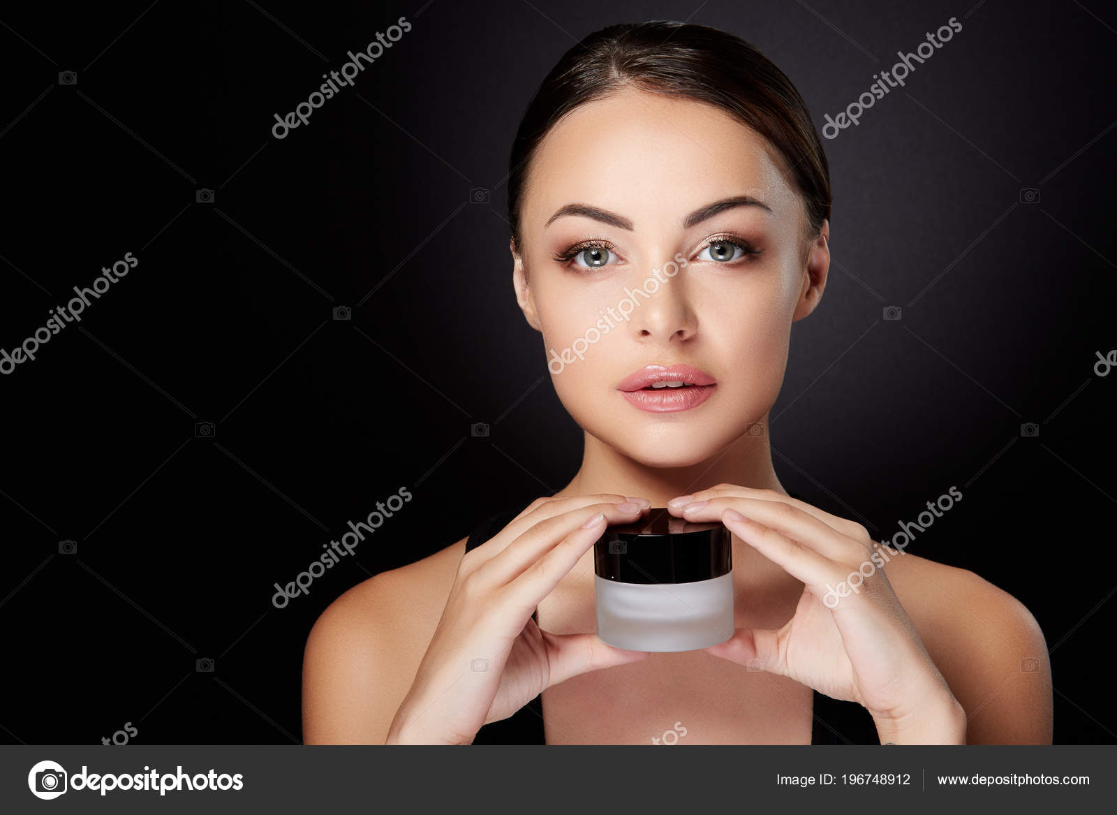 Beauty Concept Head Shoulders Portrait Beautiful Young Woman Holding