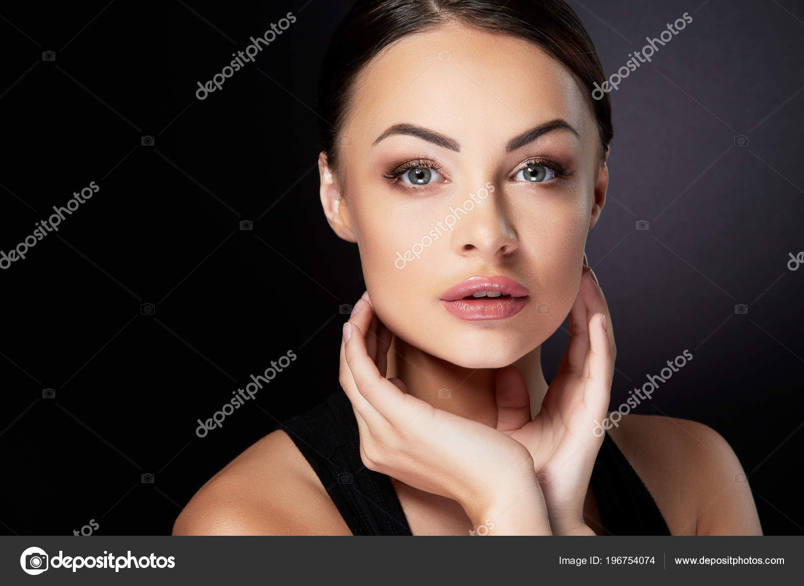 Beauty Concept Head Shoulders Portrait Beautiful Young Woman Black