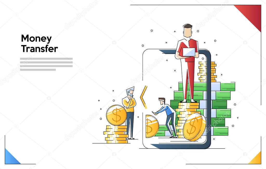 vector ilustraci n concepto de transferencia de dinero de la tabla a las personas de car cter ...