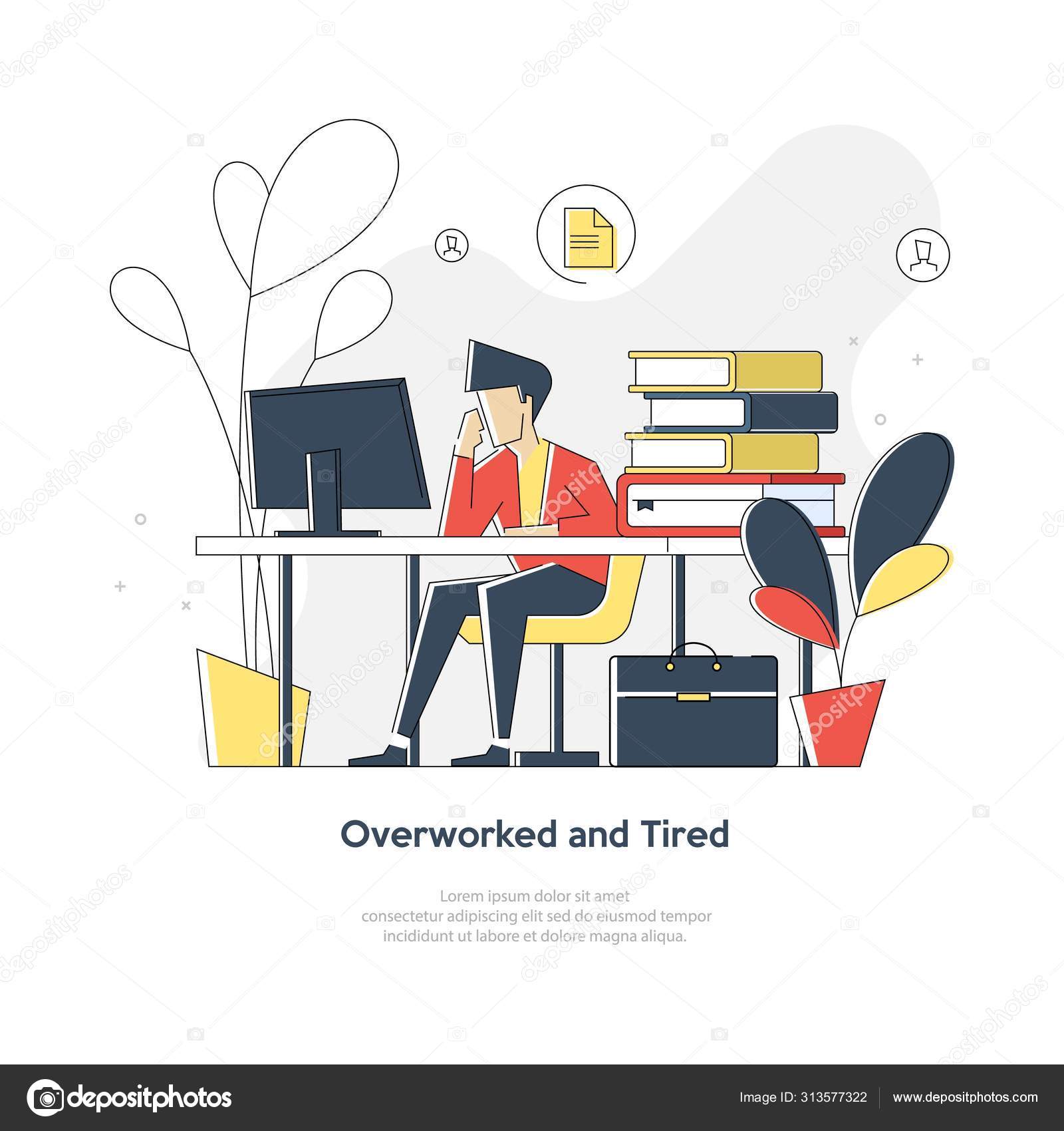 Exhausted Office Worker Clip Art
