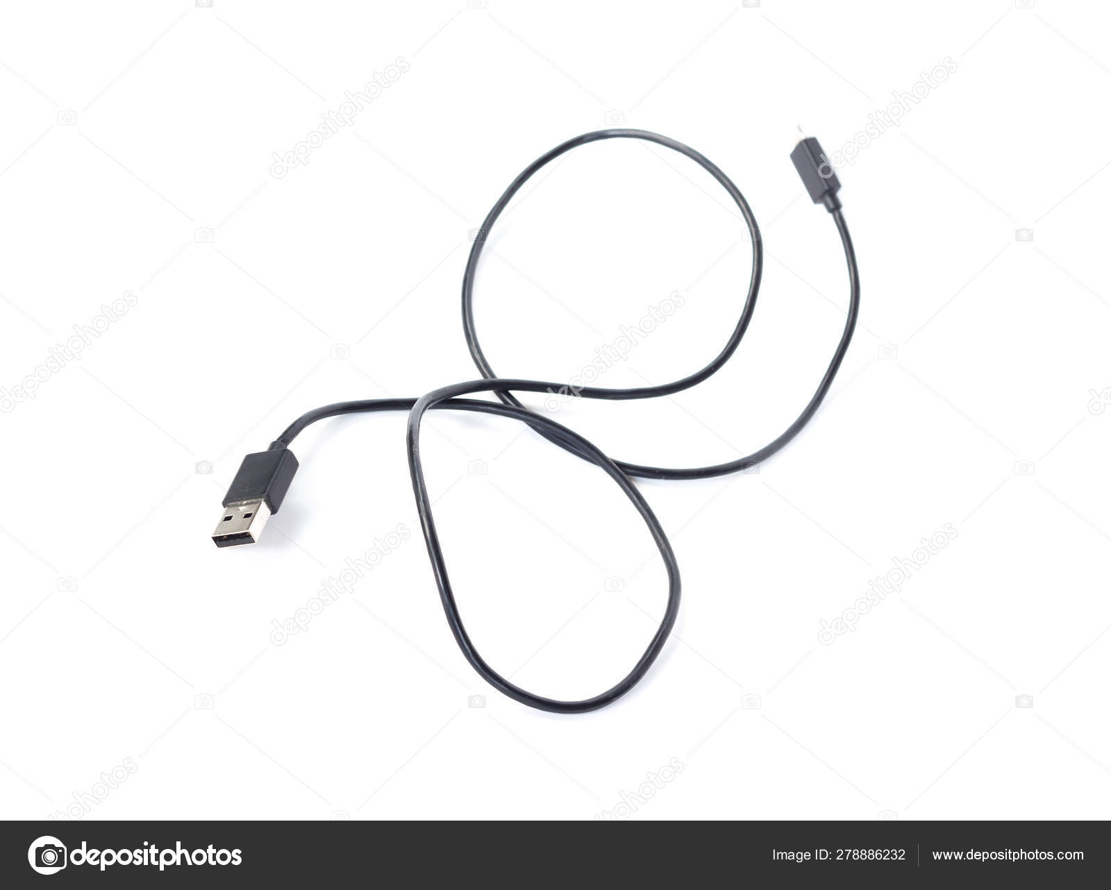 USB cable normal and micro isolated on white background — Stock Photo ...