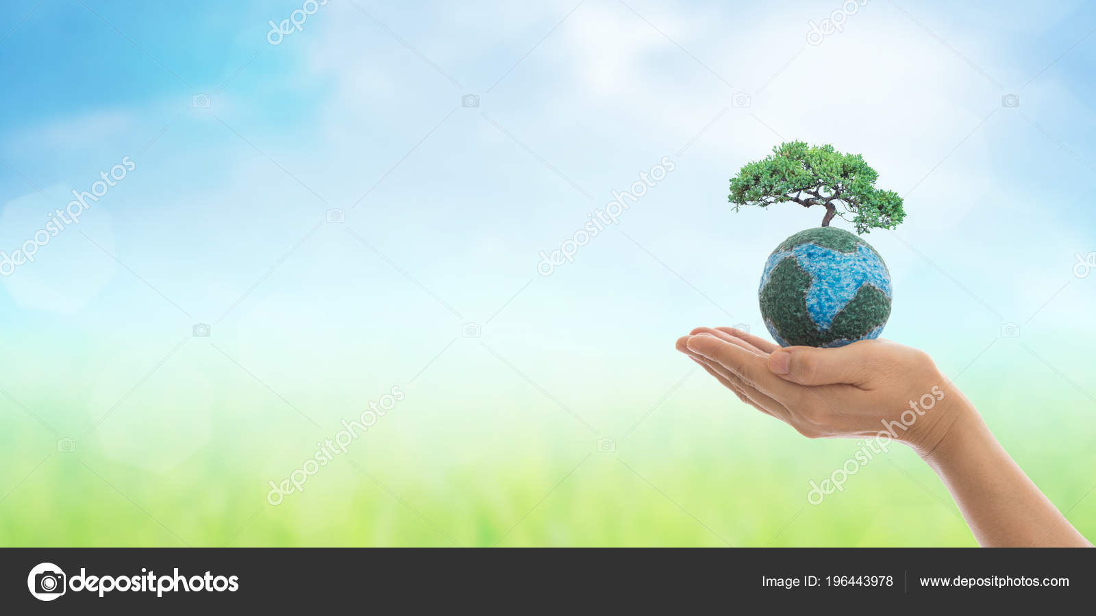 Earth Hands Growing Big Tree Soil Eco Bio Globe Clean Stock Photo by ...
