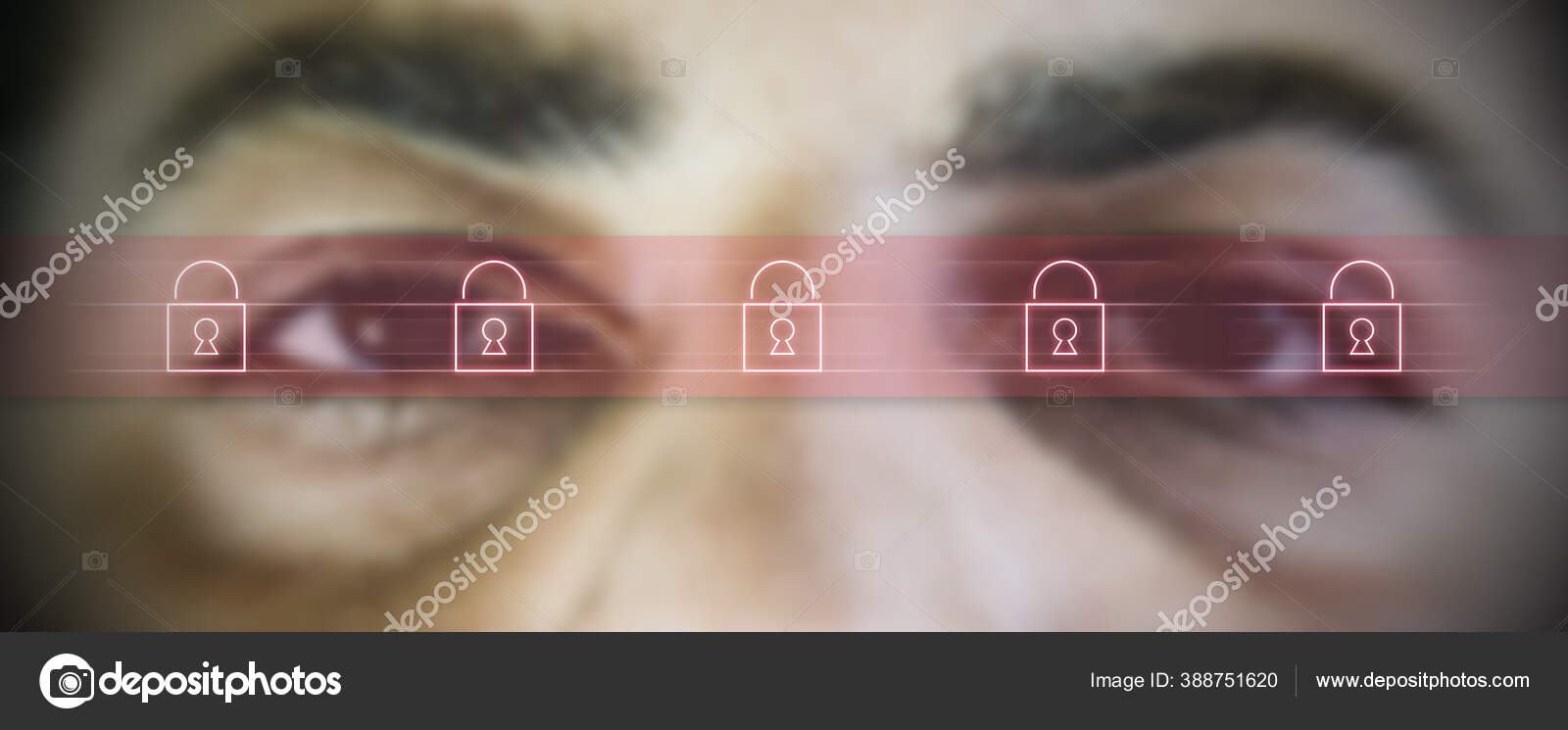 Close Blurry Eyes Locked Padlock Icon Redline Watching Your Password ...
