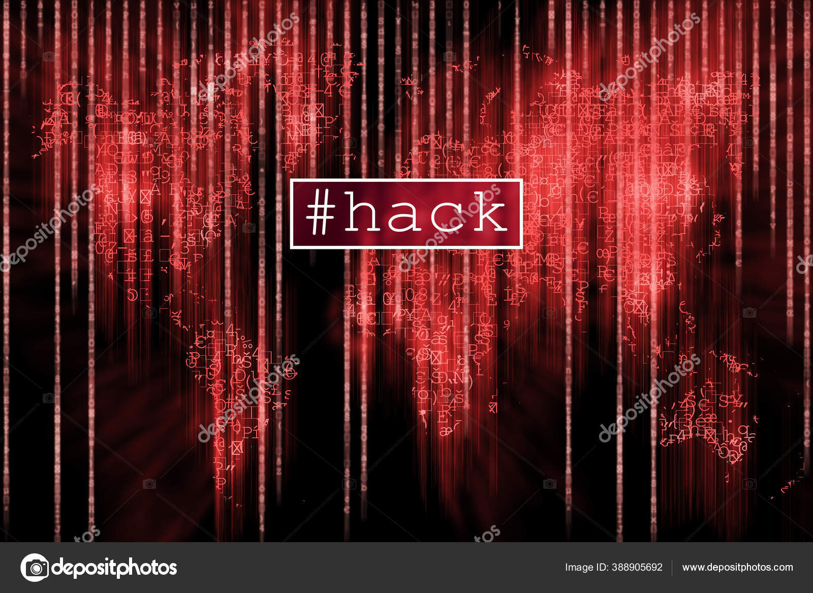 Red World Map Made Random Characters Numbers Hacking Terrorism ...