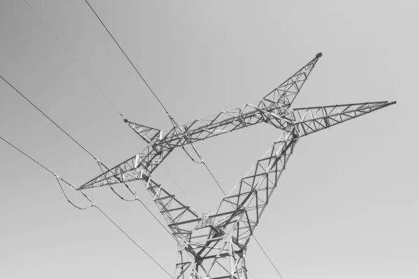 High Voltage Pole Stretched Electric Cables Dirt Mound — Stock Photo ...