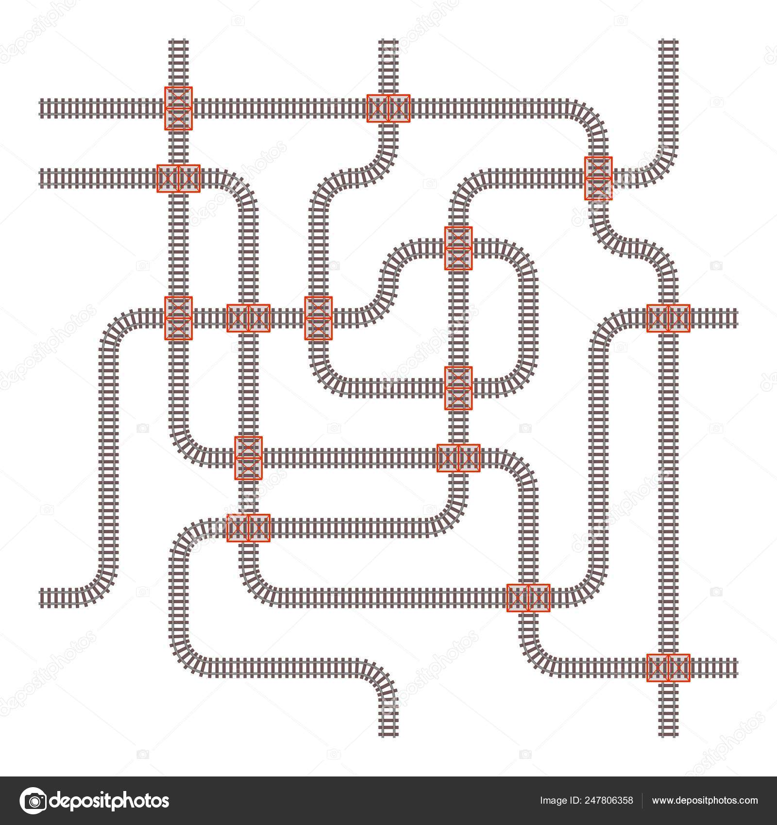 Railroad tracks and stations set. Railway map top view Stock Vector ...