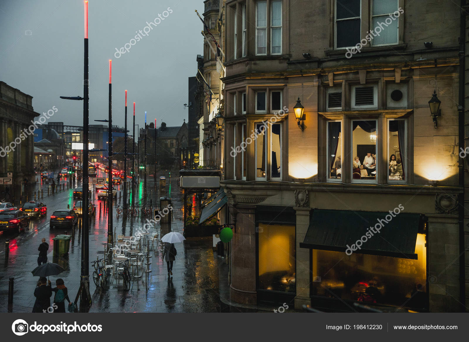 Wide Angle View Showing City Streets Window Business Meeting Working ...