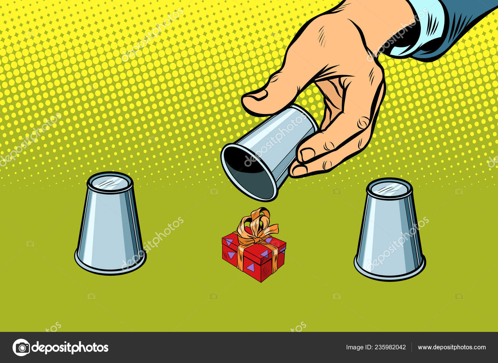 Shell Game Gift Box Comic Cartoon Pop Art Retro Vector Stock Vector ...