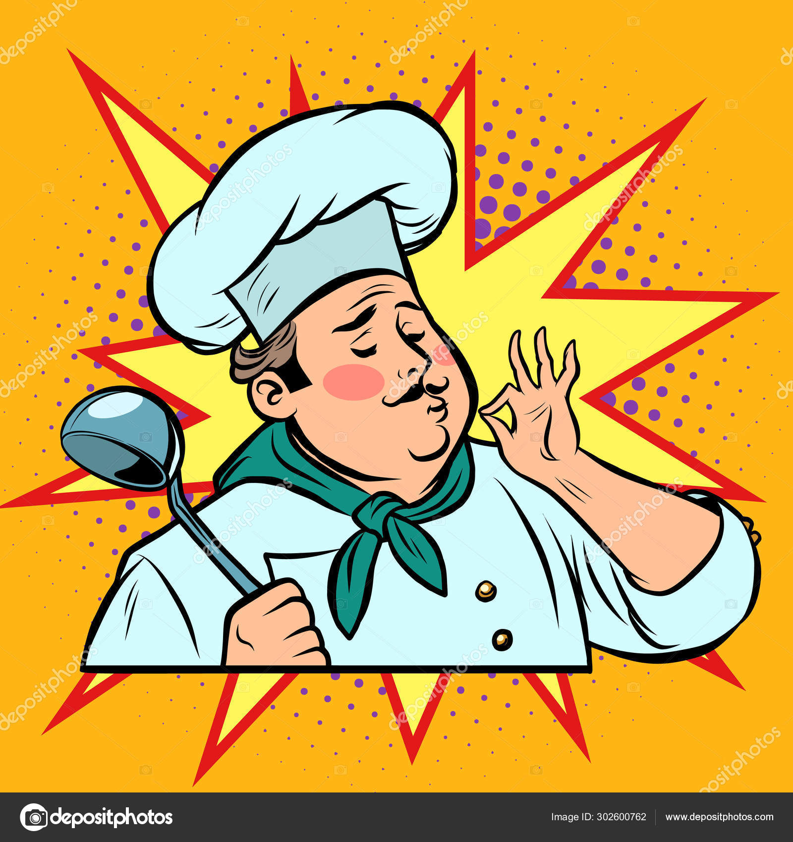 Pop art retro cook ok gesture, gourmet food taste Stock Vector Image by ...