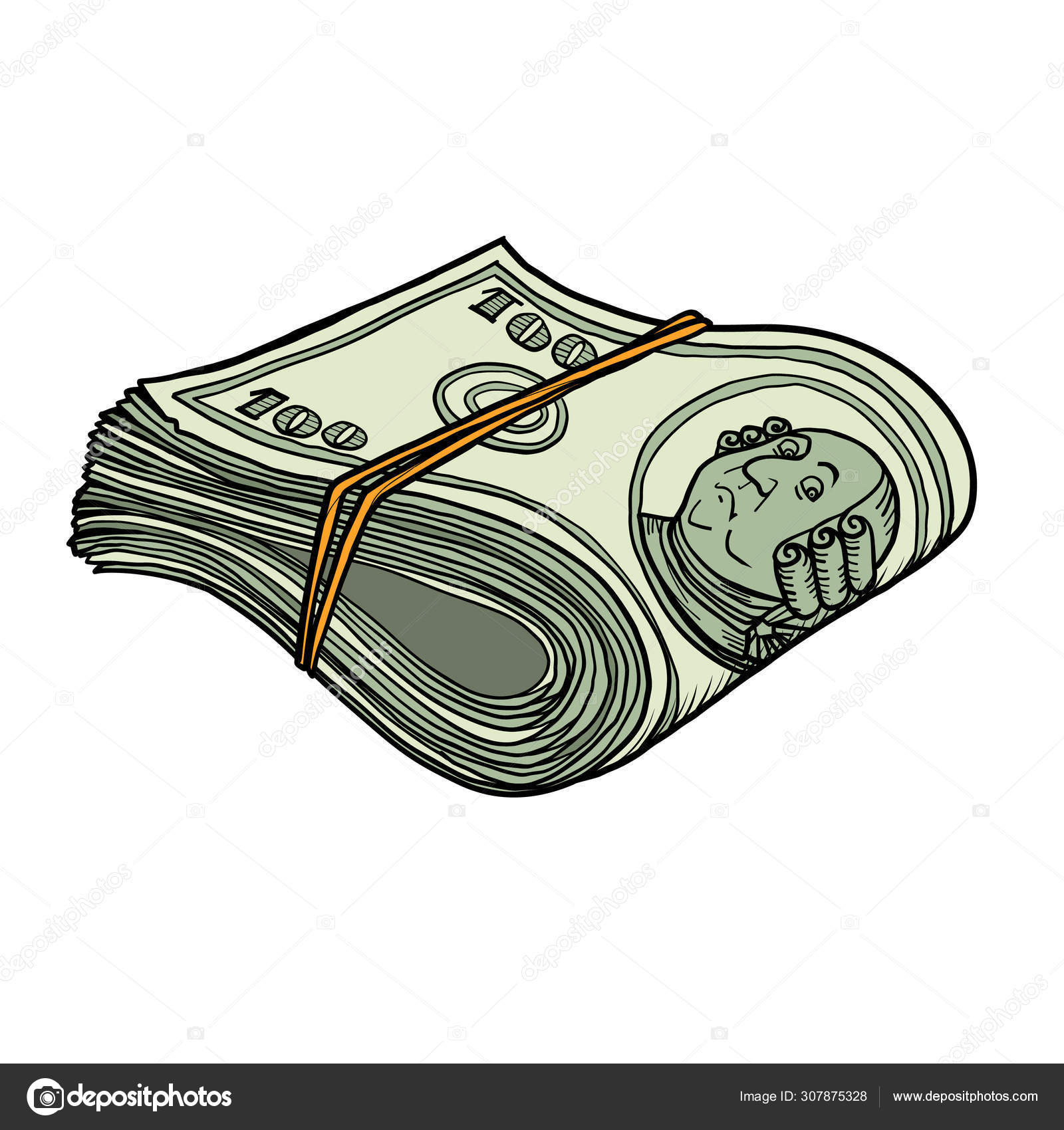 One hundred dollars bundle of banknotes gum Stock Vector Image by ...