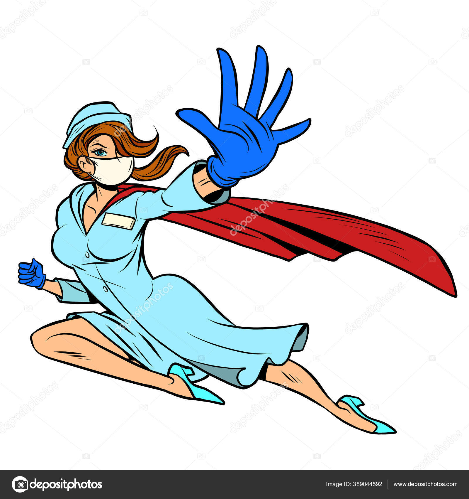 Super hero nurse flies and protects from the epidemic Stock Vector by ...