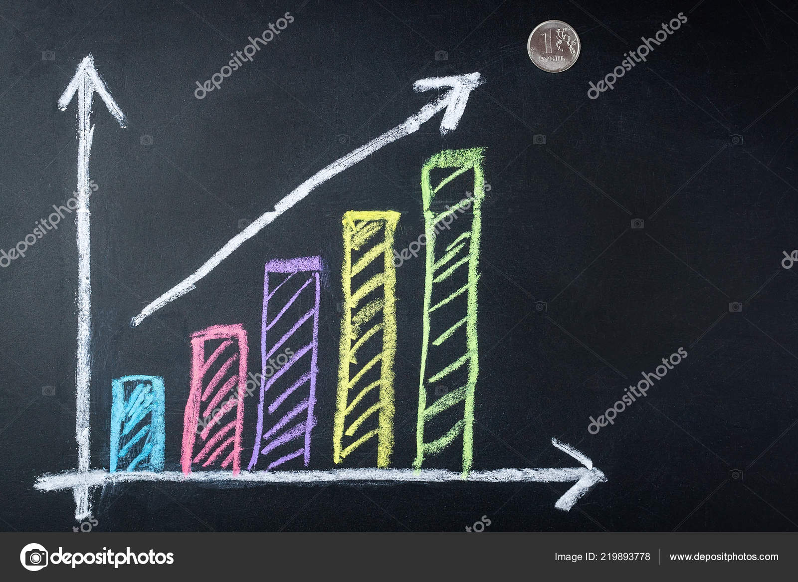 Graph Shows Increase Target Drawn Chalk Board Chart Growth Ruble ...