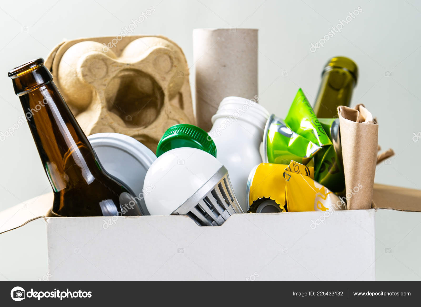 Recycling concept - recyclable materials in box Stock Photo by ...
